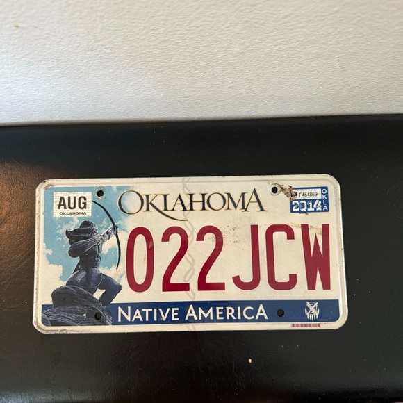 Wall Decor | 214 Oklahoma License Plate 022jcw Native America Man Cave ...